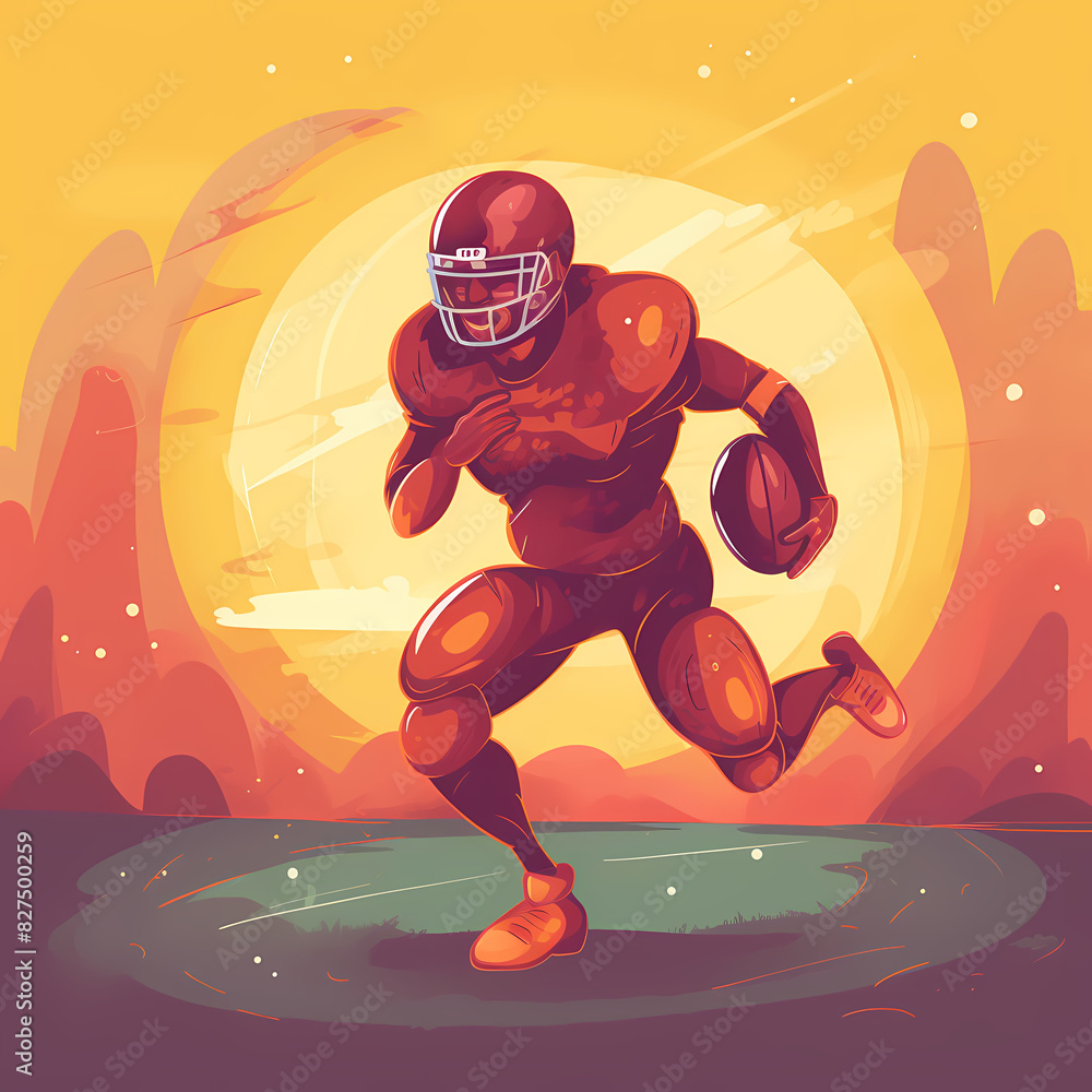 American Football Player with Ball in field,Cartoon quarterback picture ...