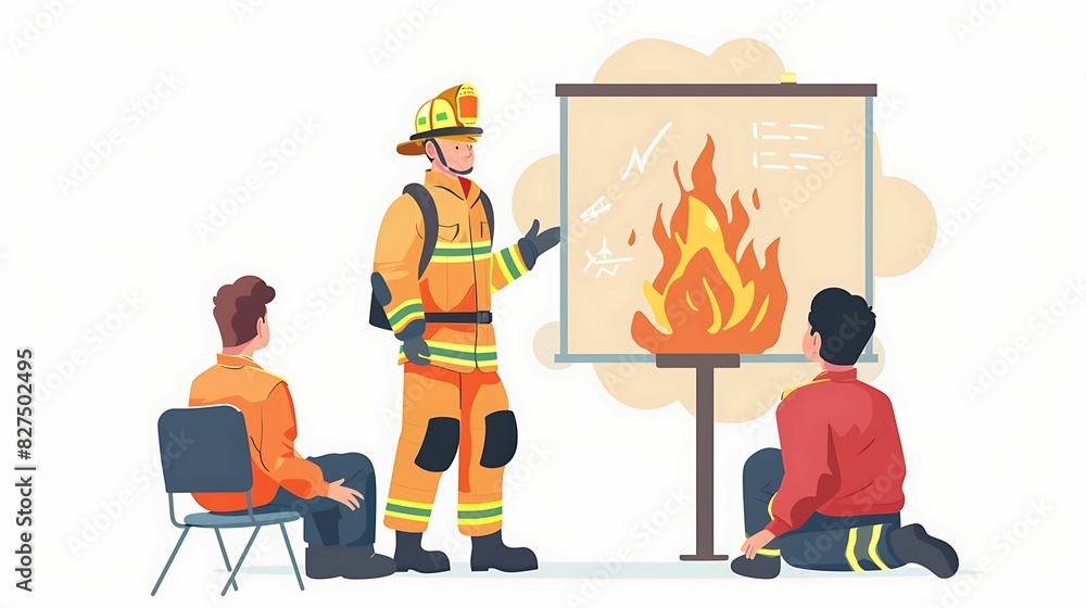 Brave Leadership A Firefighter’s Training Session vector illustration ...