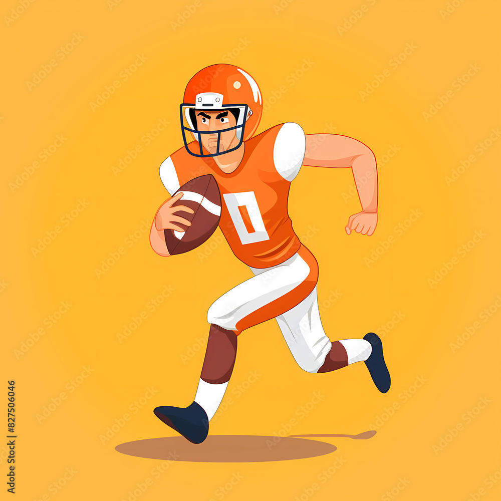 American Football Player with Ball in field,Cartoon quarterback picture ...