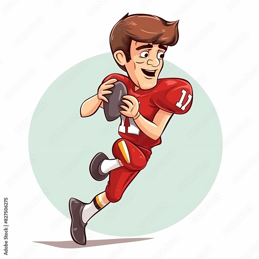 American Football Player with Ball in field,Cartoon quarterback picture ...