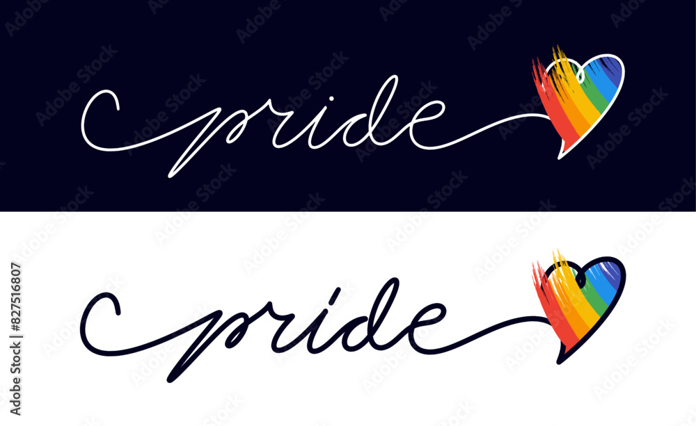 PRIDE LGBT. Line script cursive 2024 text. Hand written lettering ...