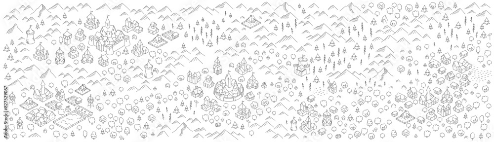 Medieval map horizontal slider format. Middle Ages kingdom map. Vector ...