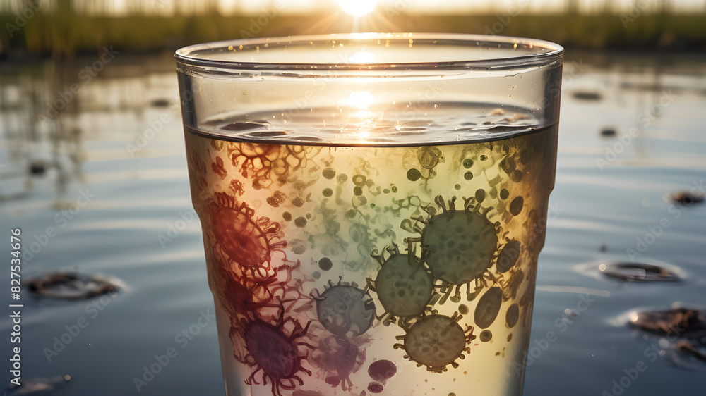 Glass with dirty water as water pollution concept. hygiene and health ...