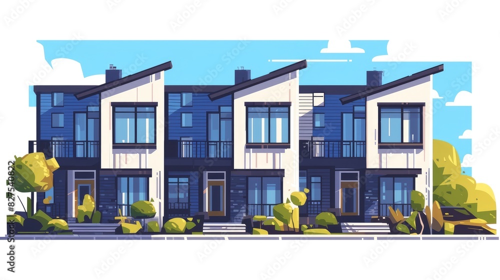 Illustration of a charming private house up for sale This flat 2d ...