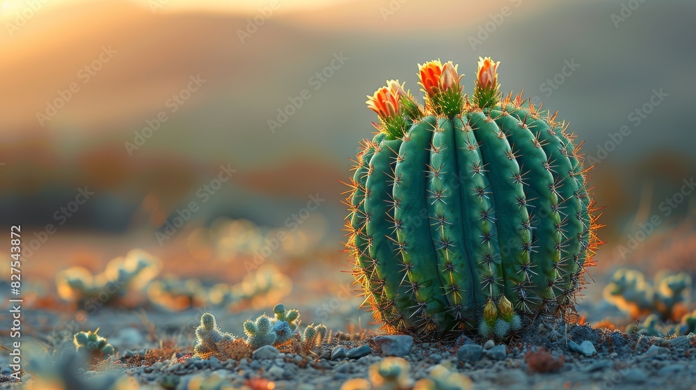Vivid portrayal of a desert cactus surviving in harsh conditions Stock ...