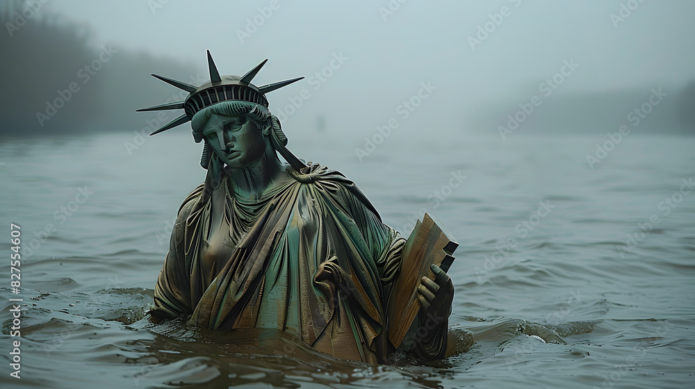 The Statue of Liberty stands tall in floodwaters, America's struggle ...
