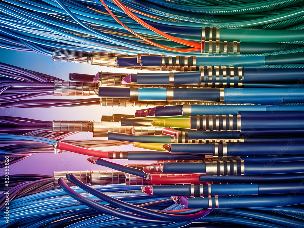 Fondo de cables de fibra óptica coloridos Stock Photo | Adobe Stock
