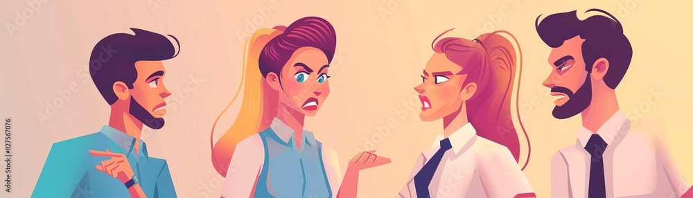 Rudeness in business team vector illustrations set Bad job, adverse ...