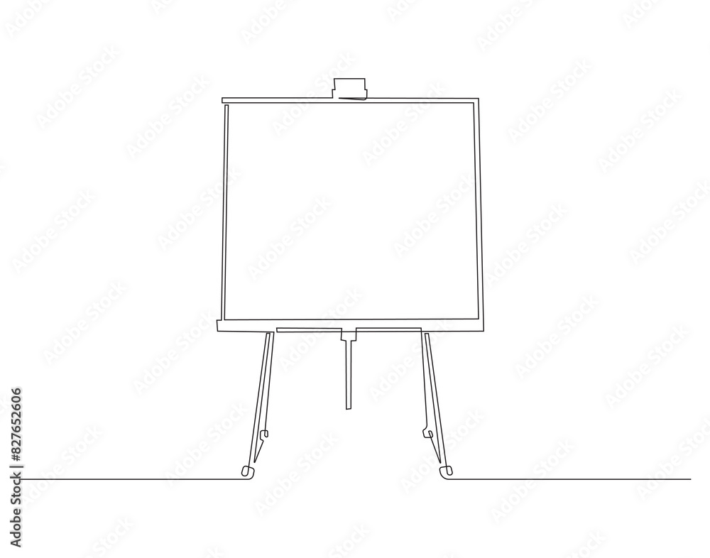 Continuous one line drawing of standing whiteboard. One line drawing ...