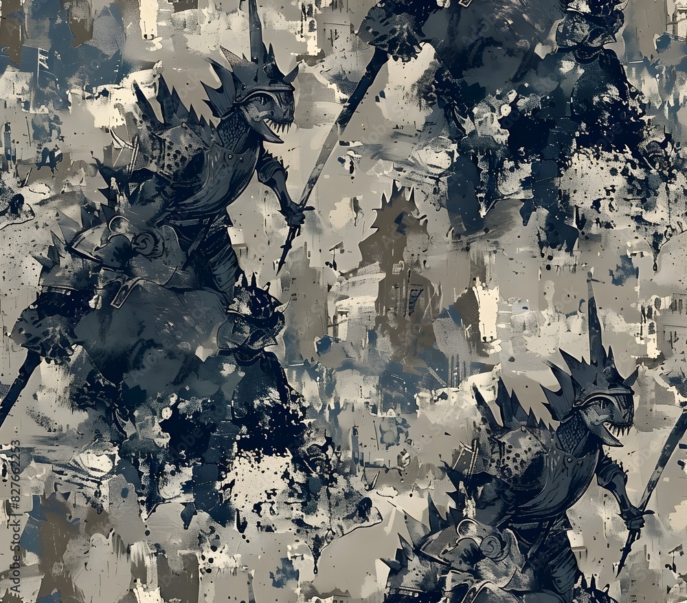 Epic Medieval Fantasy Clash of Armored Stegosaurus Knights and Razor ...