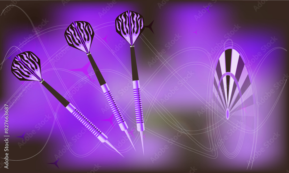 vector illustration of a set of sports darts on a purple background to ...