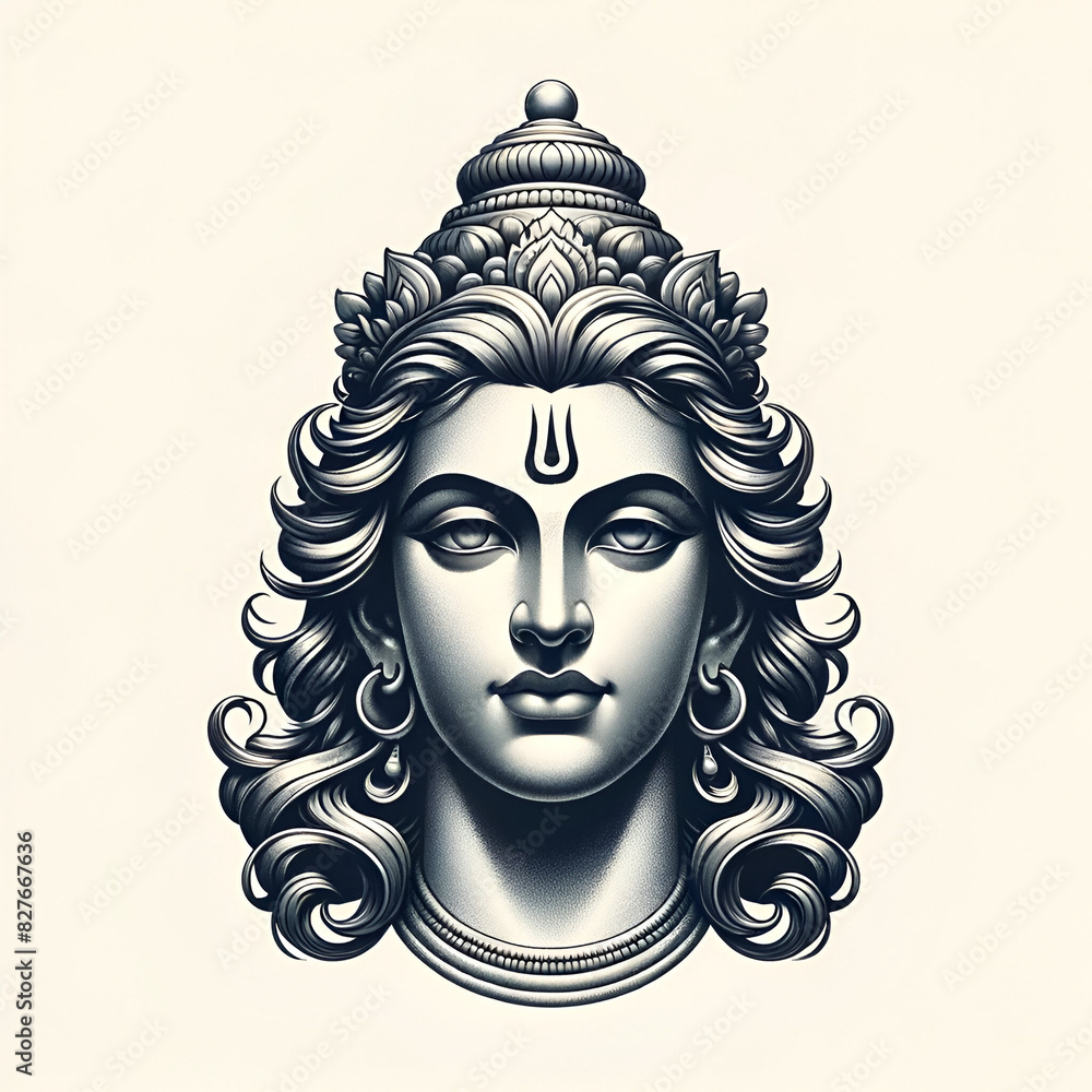 Illustration of lord vishnu portrait. Stock Illustration | Adobe Stock