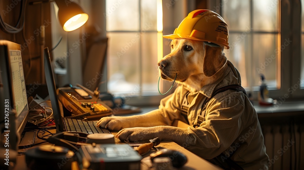 Labrador Retriever donning Electrician Outfit conducts Electrical Job ...