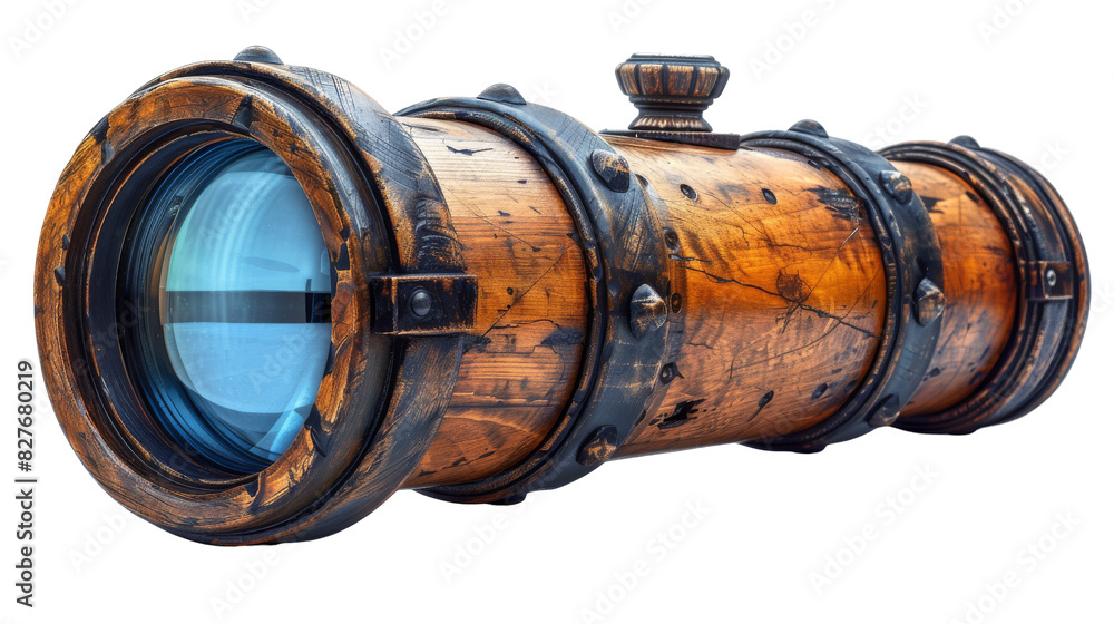 Spyglass isolated solid white background, without shadow, single object ...