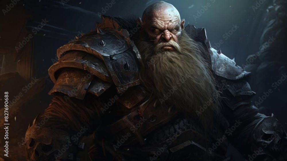 Dwarf warrior in full armor, digital painting, dark colors, detailed ...
