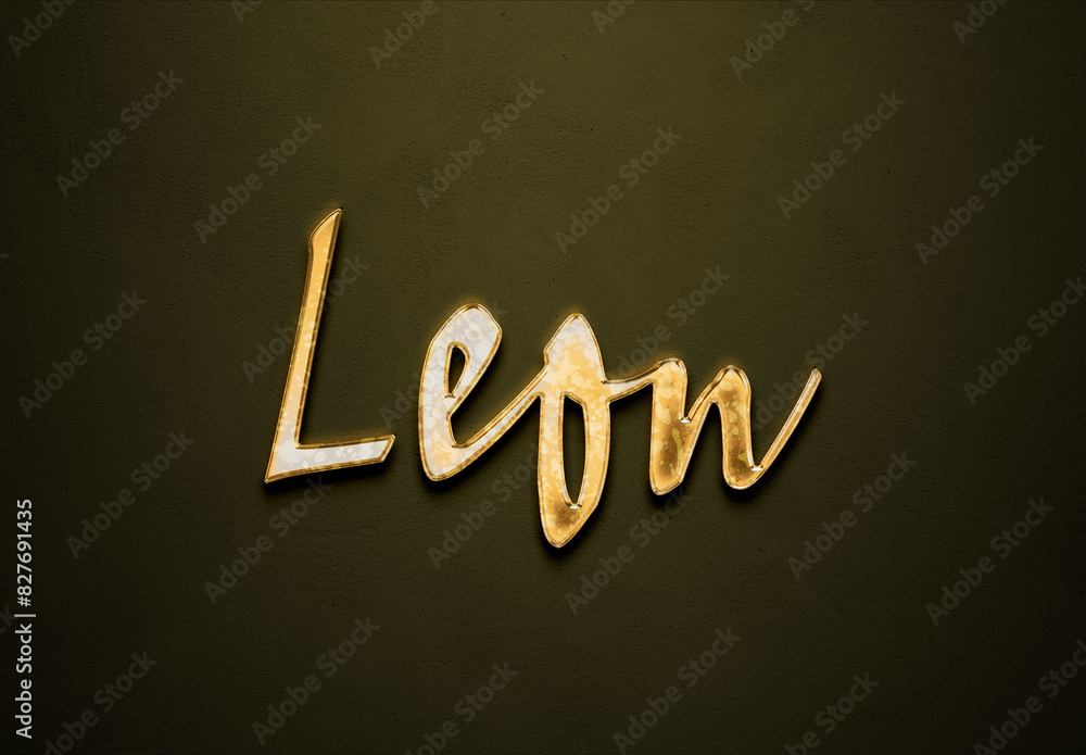 Old gold text effect of German name Leon with 3D glossy style Mockup ...