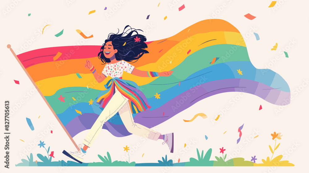 A vibrant vector illustration of an LGBTQ+ character in a simple flat ...