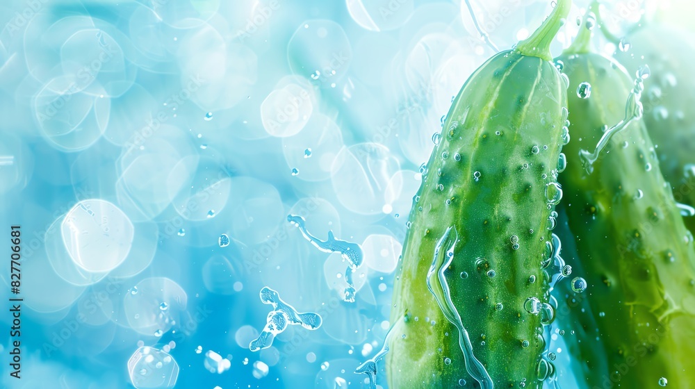 Floating cucumber on air, isolated on white background close up, focus ...