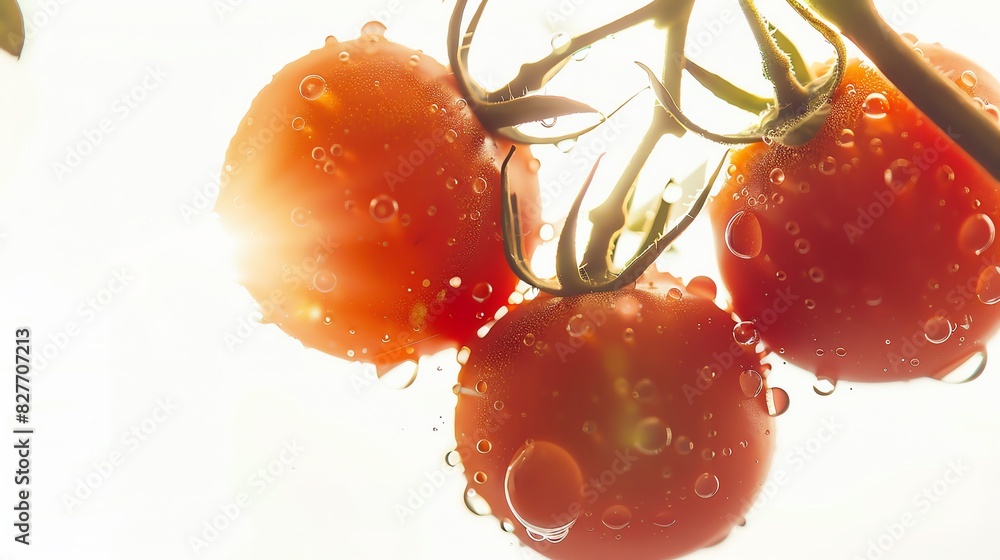 Floating tomato on air, isolated on white background close up, focus on ...