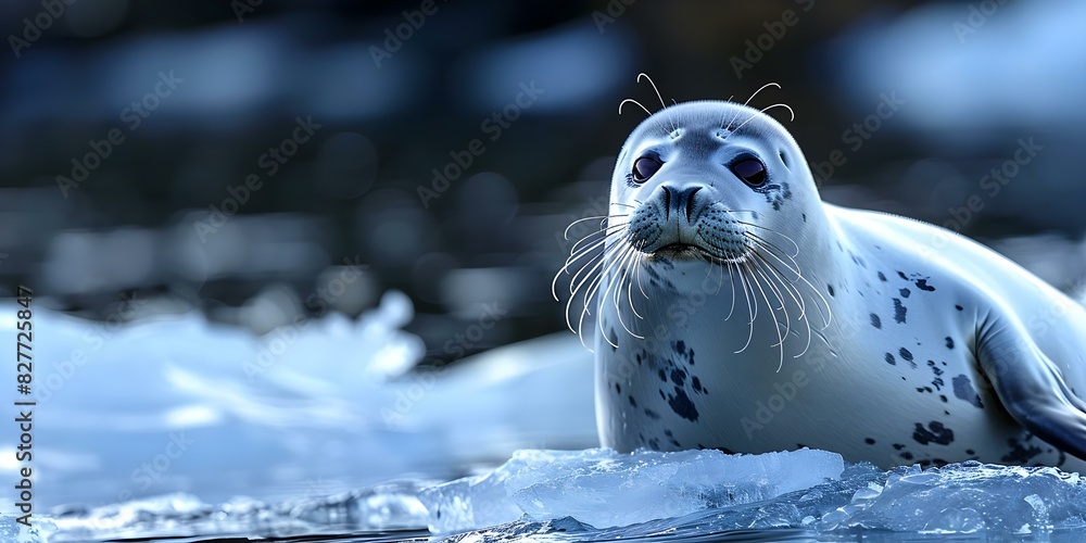 High-Quality Photo of Harp Seal Pup on Melting Ice Background. Concept ...