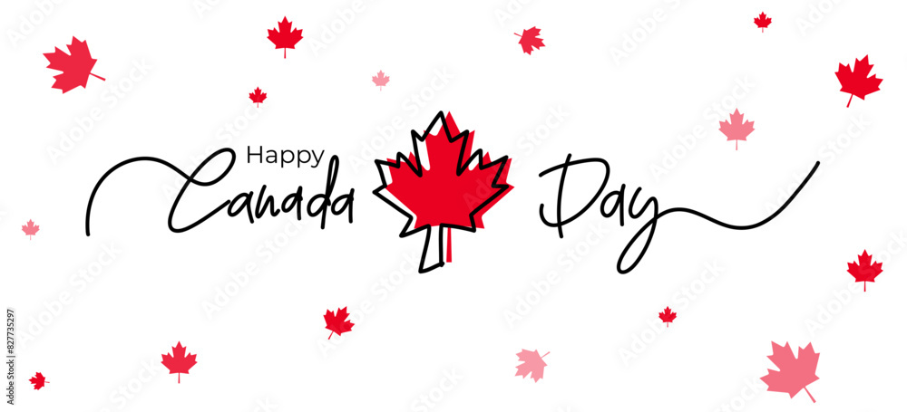 Happy Canada Day Greeting Banner Design on white background ...
