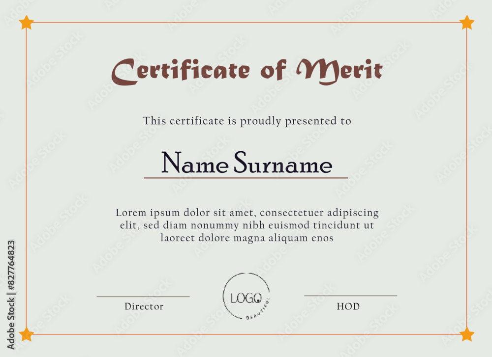 Certificate of Merit Template with Classic Design Stock Vector | Adobe ...