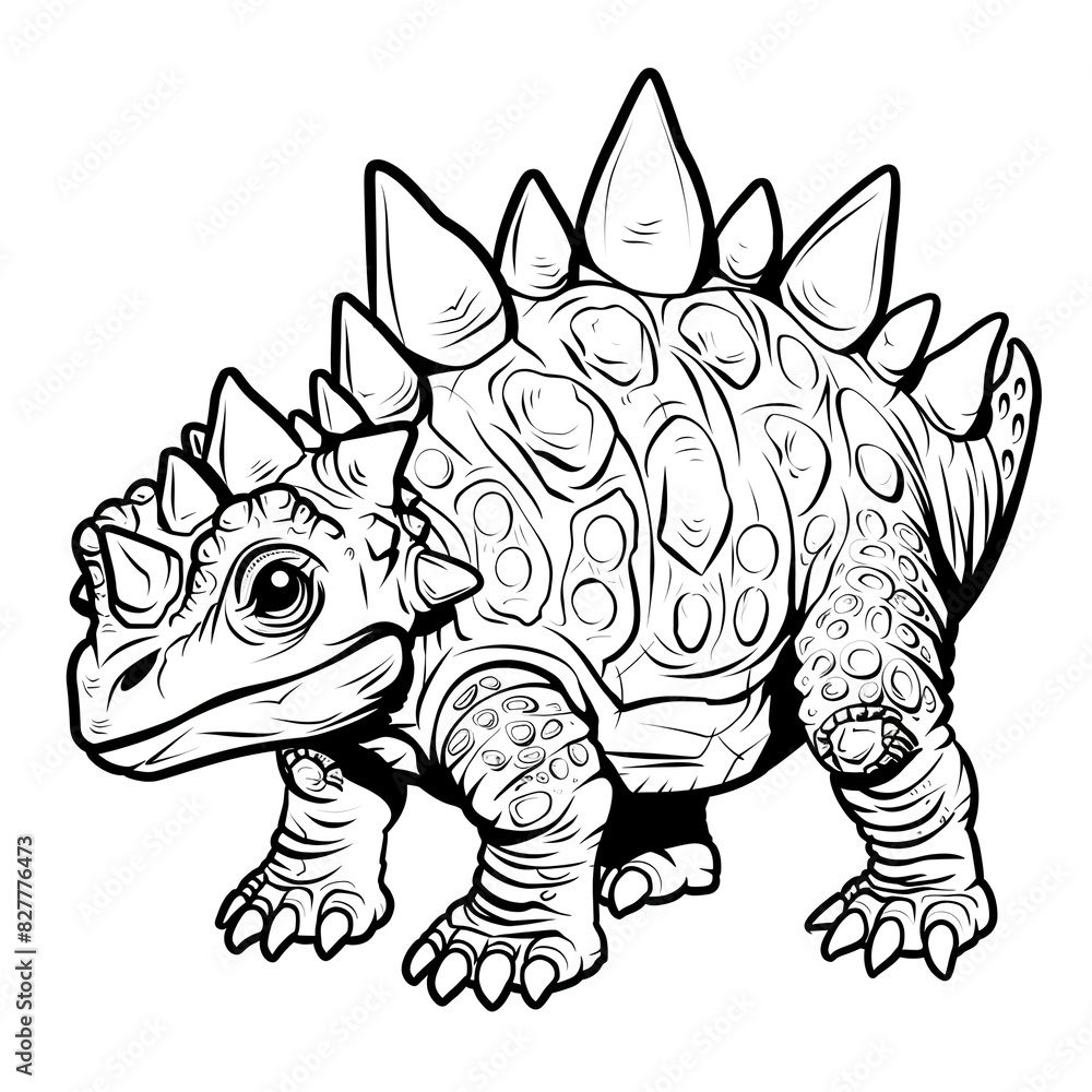 fabulous kind dinosaur-ankylosaur with large details and a black ...