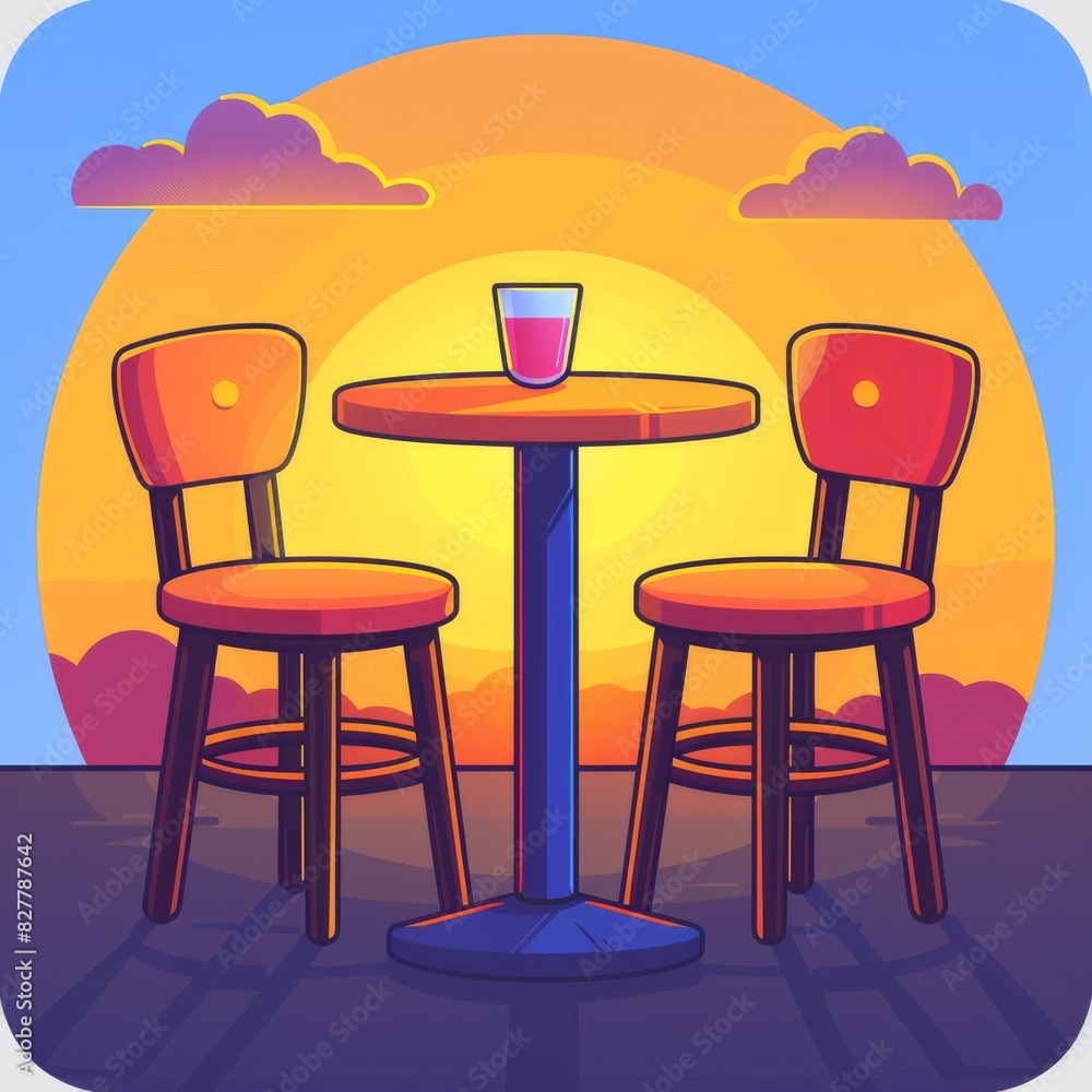 In a playful illustration, a round table wears a checkered cloth, with ...