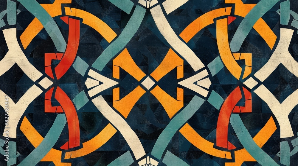 Create a trellis pattern with interwoven lines and geometric shapes ...