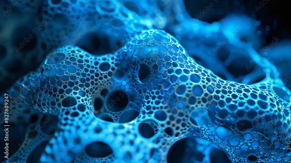 Intricate pattern of a radiolarian skeleton glowing under a microscope ...