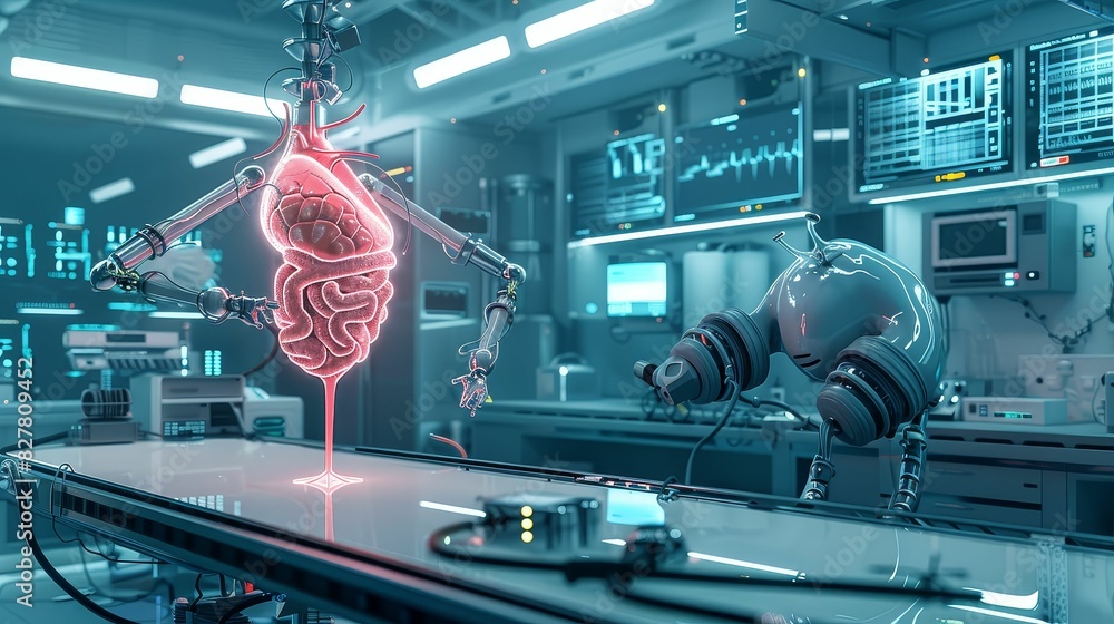 Innovative 3D-printed organ transplantation in progress inside a ...