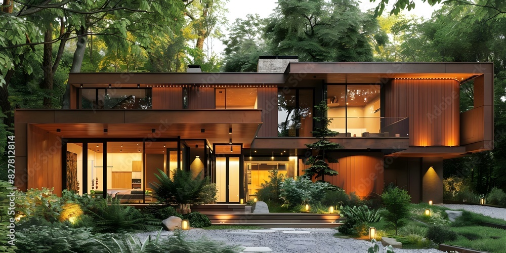 Luxurious and eco-friendly mansion with woodwork and lighting nestled ...