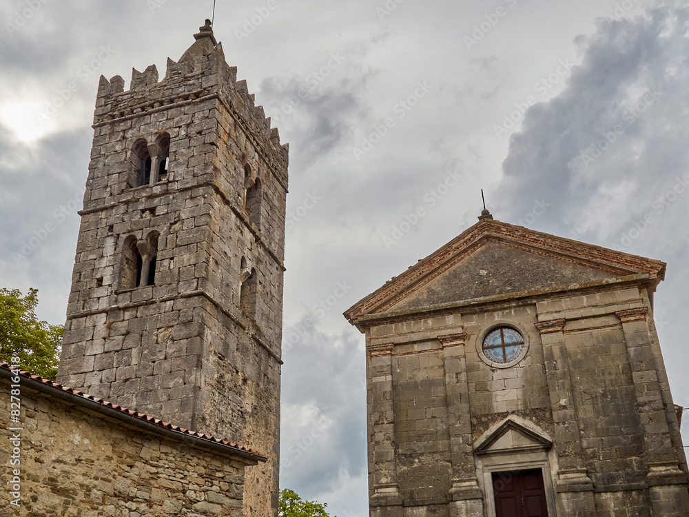 Church and Bell Tower of the Assumption of Mary in Hum. Hum is the ...