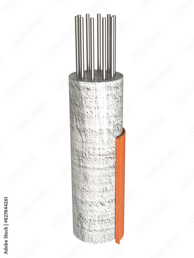 3d RCC columns rendering, concrete columns under construction. column ...