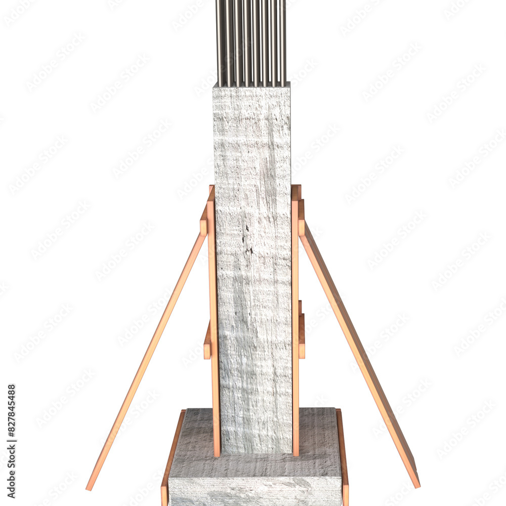 3d RCC columns rendering, concrete columns under construction. column ...