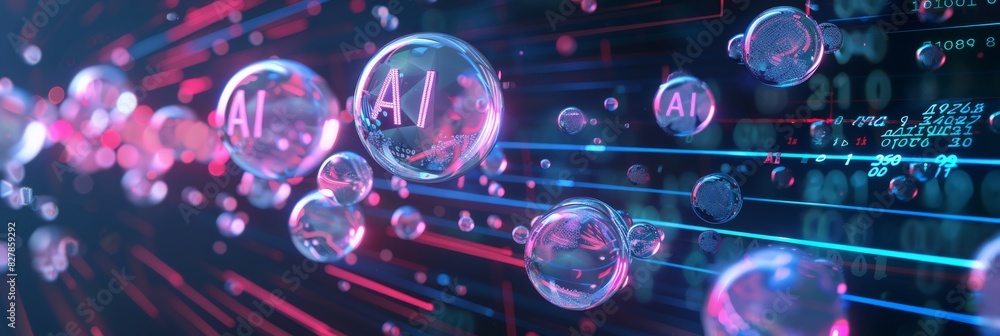 3d illustration For Artificial Intelligence Concept. A digital ...