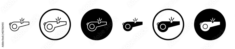 Whistle vector icon set. soccer or football match referee blower ...