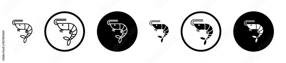 Shrimp vector icon set. cooked prawn sign. lobster icon. crustacean ...