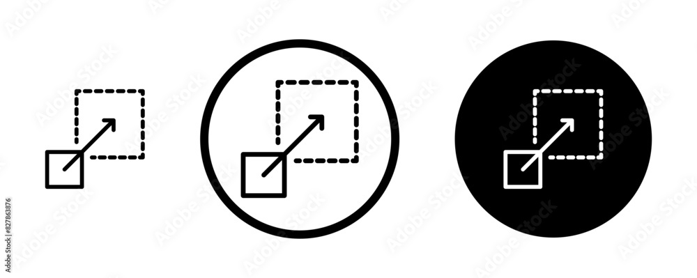 Resize icon set. upscale streamline screen vector button. scalable big ...