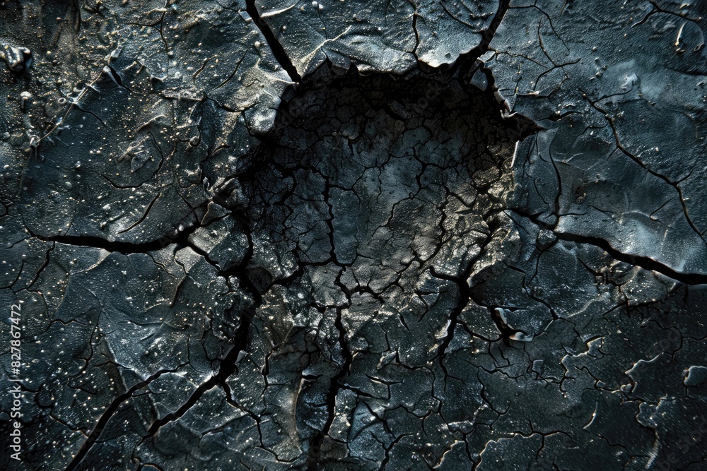 Overhead image of a damaged area with a deep collapse and surrounding ...