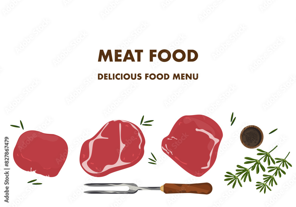 Food meat illustration Use for cooking steak and grilling vector ...