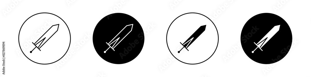 Sword icon set. battle warrior vintage iron sword weapon vector symbol ...