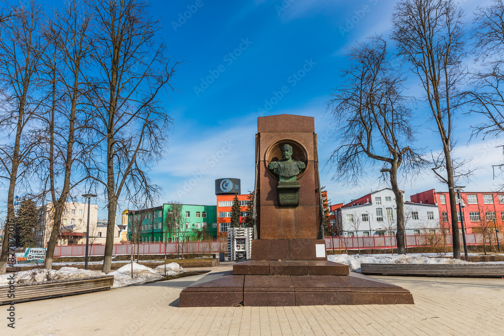 Tula, Russia - March 20, 2024: monument to the creator of the famous ...