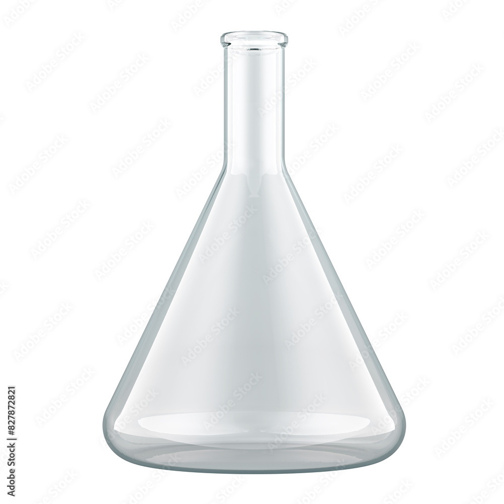 Empty conical flask, chemistry laboratory glassware. 3D rendering ...