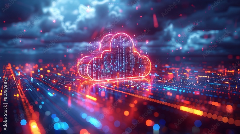 Cloud architecture platform and internet infrastructure concept. Abstract technology background ...