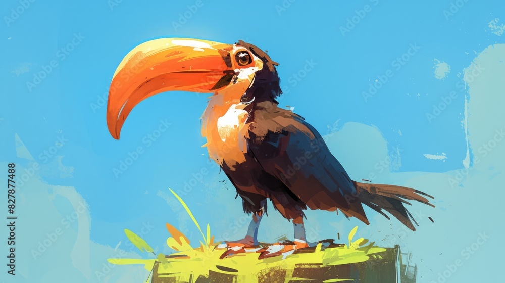 Learn how to create a charming 2d illustration of a hornbill bird with ...