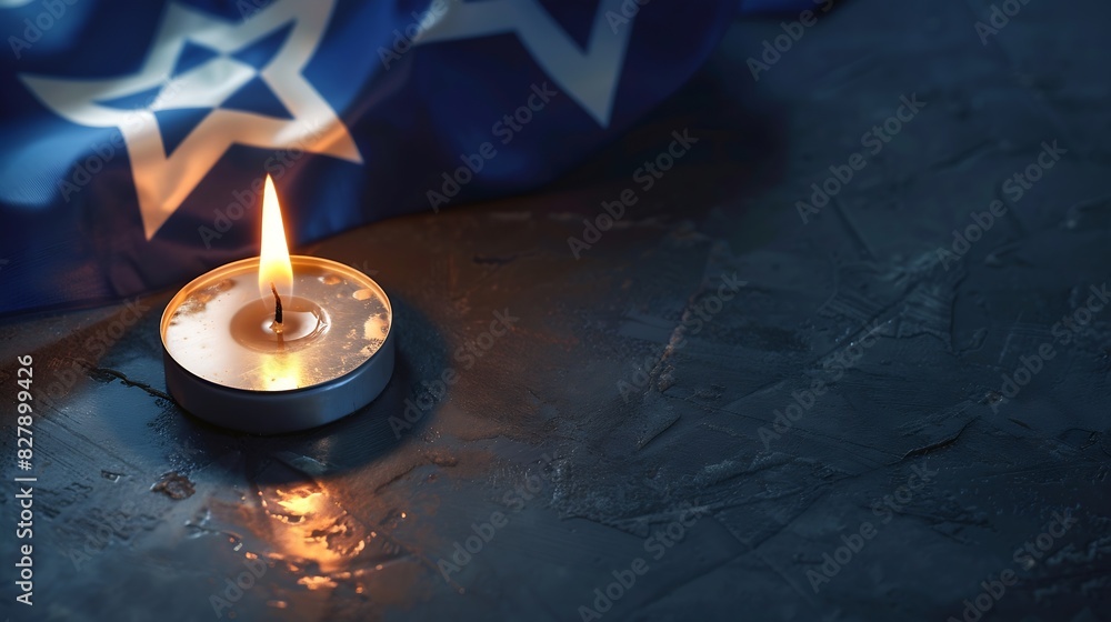 Holocaust Remembrance Day Yom HaShoah Bright Burning Candle and the ...