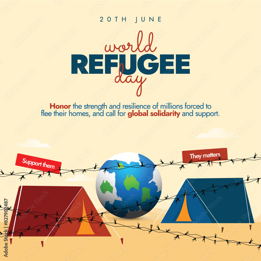 World refugee day 20th June banner. World Refugee day banner, social ...