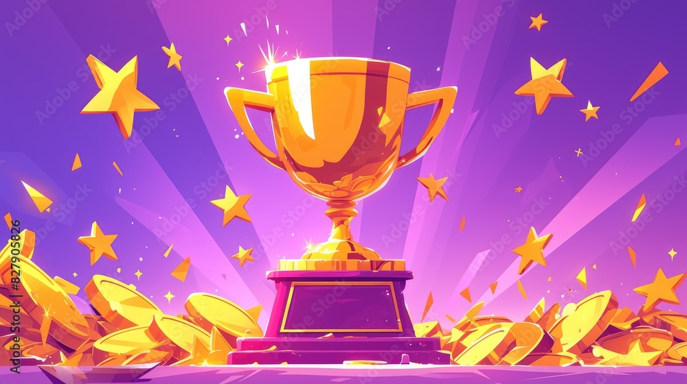 In a vibrant cartoon setting winners proudly hold their minimalistic ...
