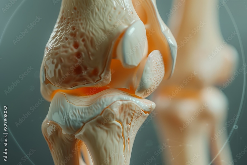 Intricate 3D rendering of a human knee joint, showcasing the detailed ...